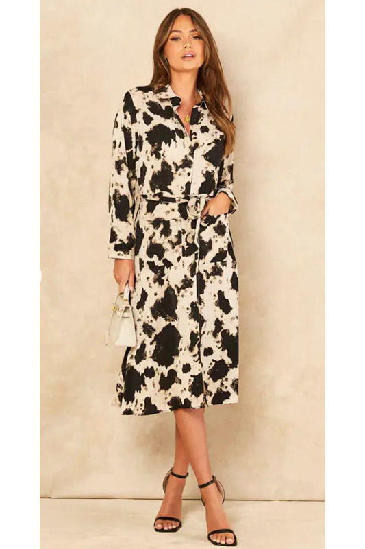 Cow Print Midi Dress - The Blush Boutique Company
